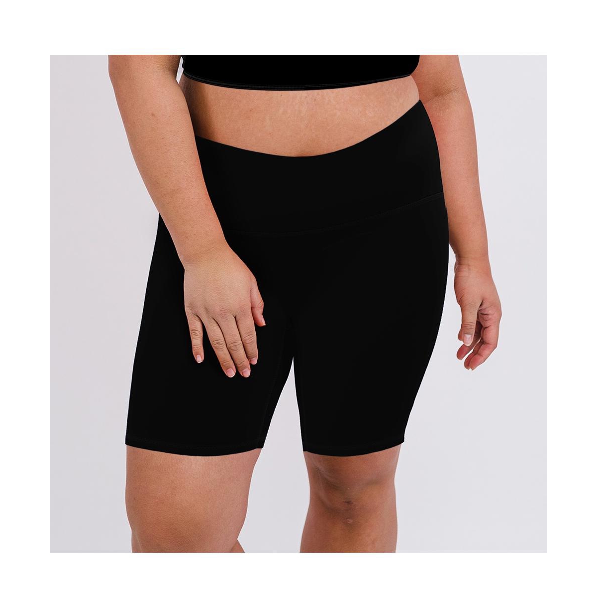 Calypsa Plus Size Tummy Control Long Bike Swim Shorts - Black