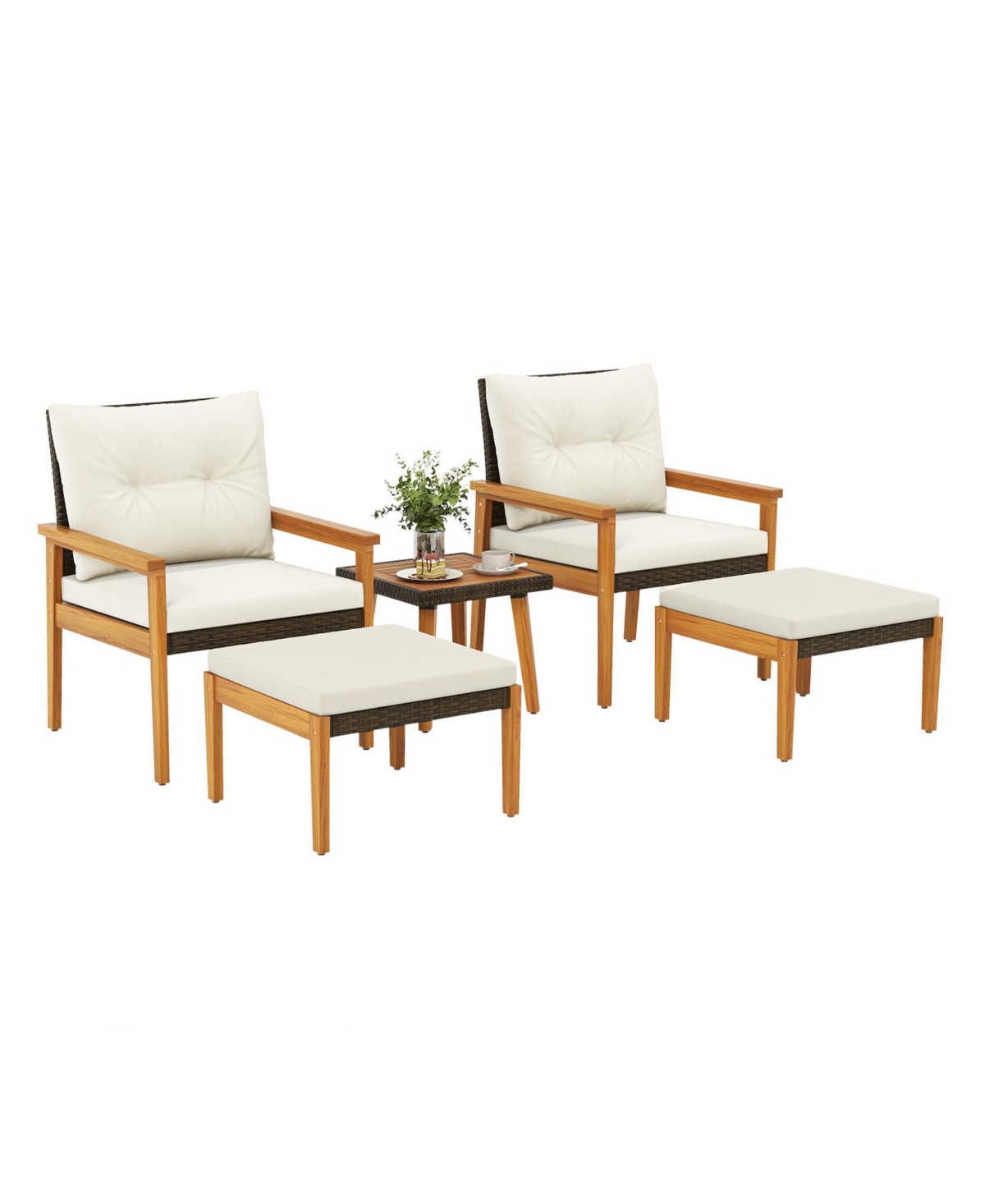Click here for 5 Piece Rattan Furniture Set with Square Coffee Ta... prices