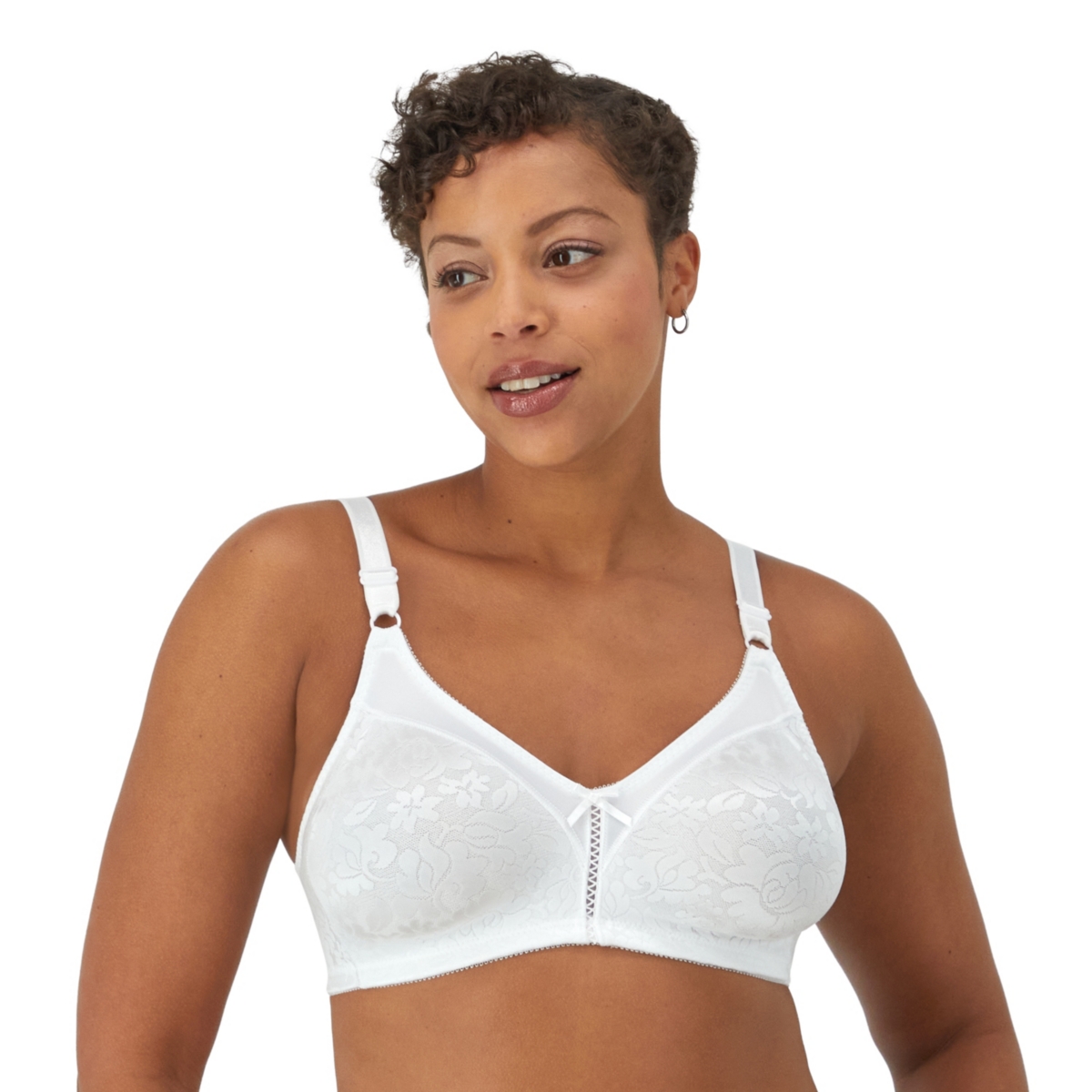 Bali Double Support Spa Closure Comfort-U Back Full Coverage Wireless Full Coverage Bra 3372  B  White