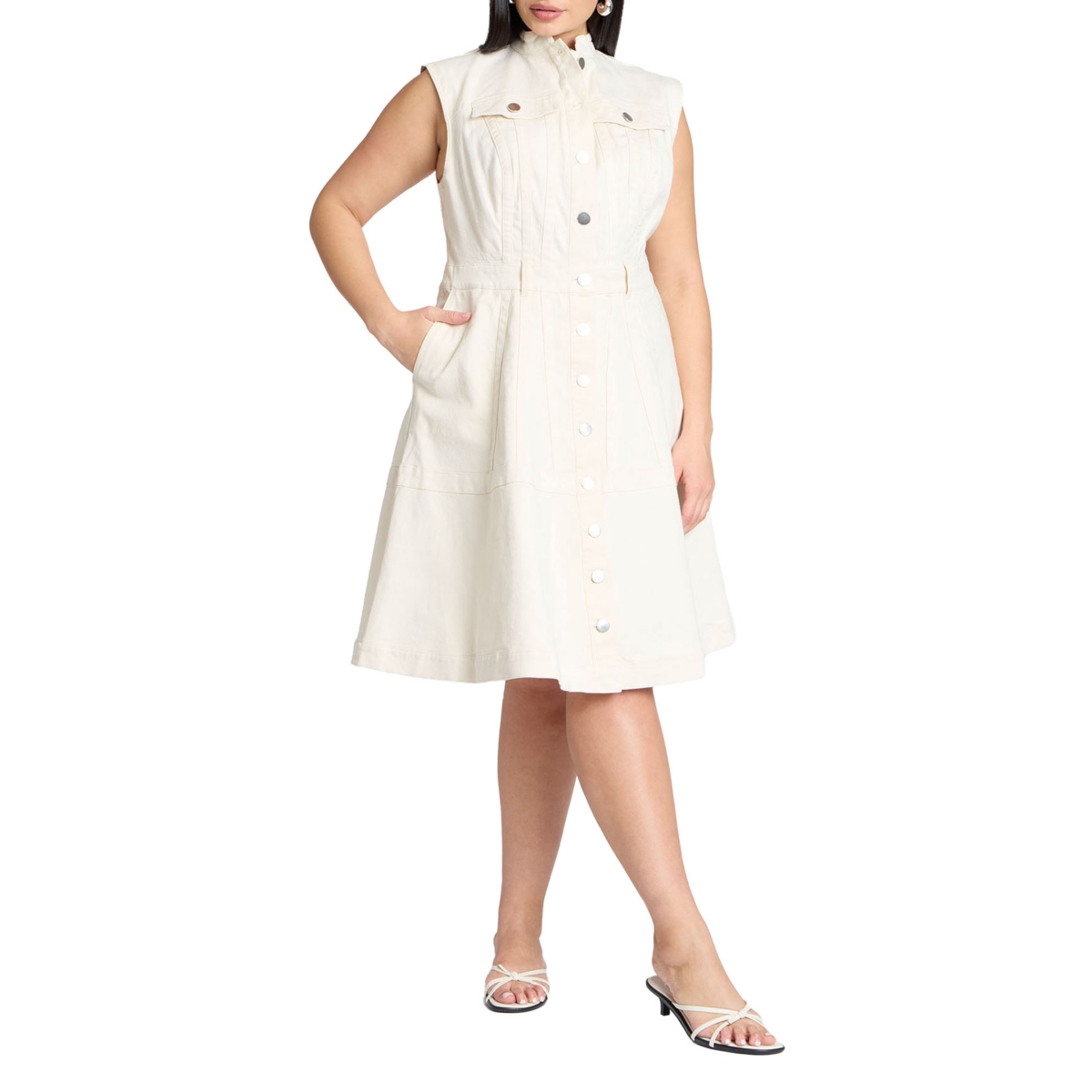 Click here for Eloquii Womens Denim Fit & Flare Dress - Tofu prices
