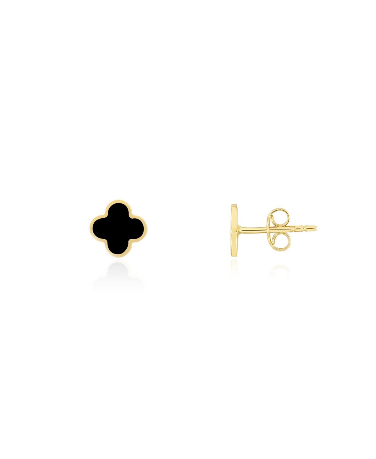 Click here for The Lovery Mini Onyx Clover Stud Earrings 14K Yell... prices