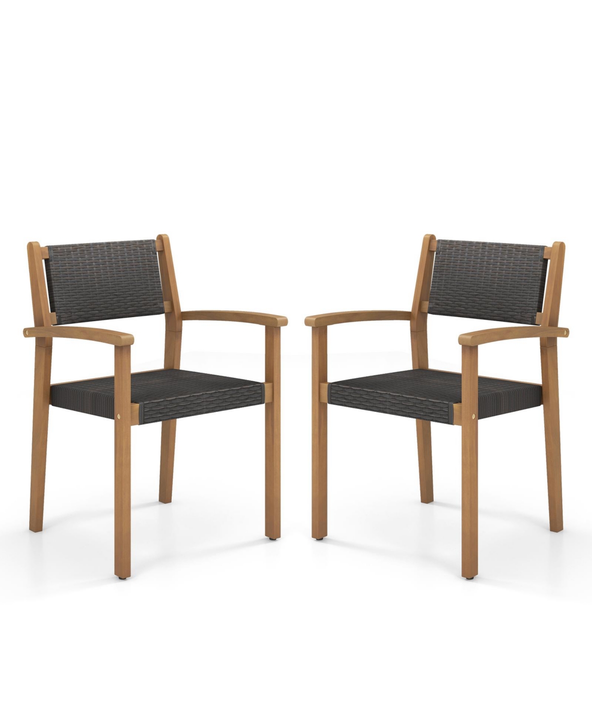 Click here for Set of 2 Stackable Outdoor Wicker Dining Chair - B... prices