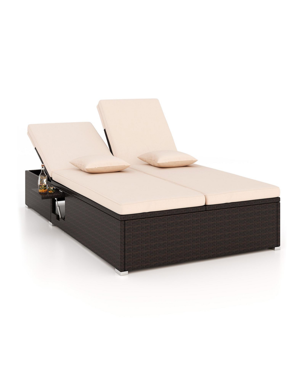 Click here for Patio Double Chaise Lounge with Cushions and Foldi... prices