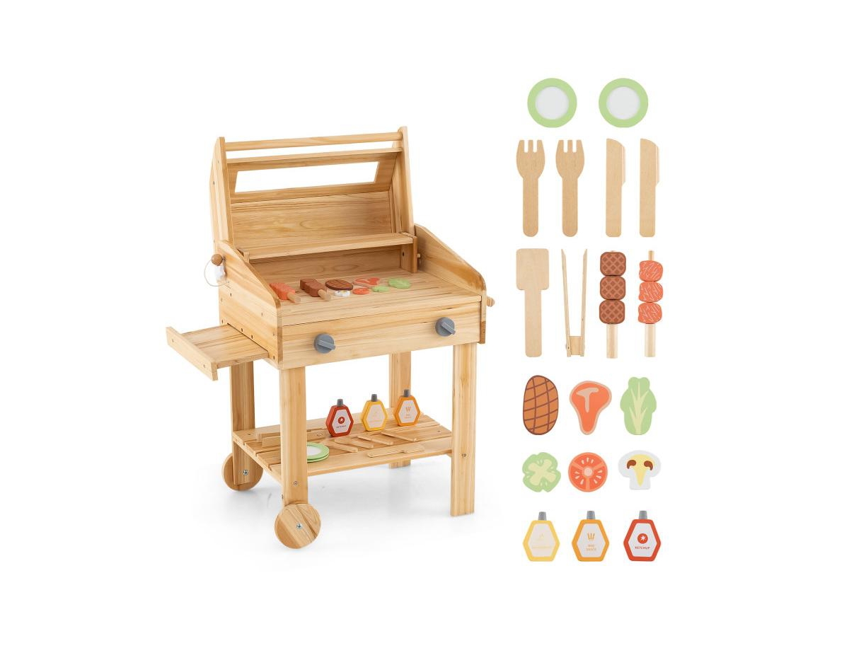 Click here for Kids Wooden Barbecue Grill Playset Pretend Kitchen... prices