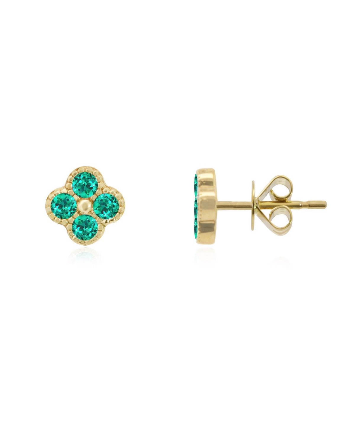 Click here for The Lovery Emerald Clover Stud Earrings 14K Gold -... prices