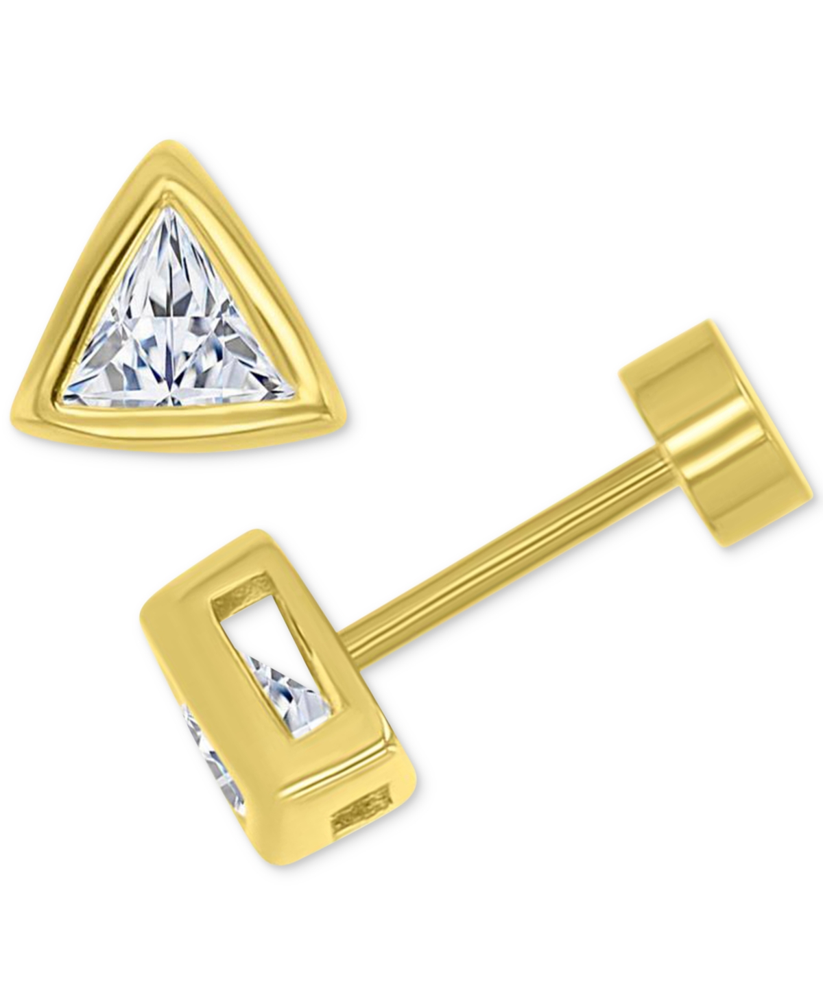 Click here for Cubic Zirconia Triangle Bezel Screw Back Stud Earr... prices