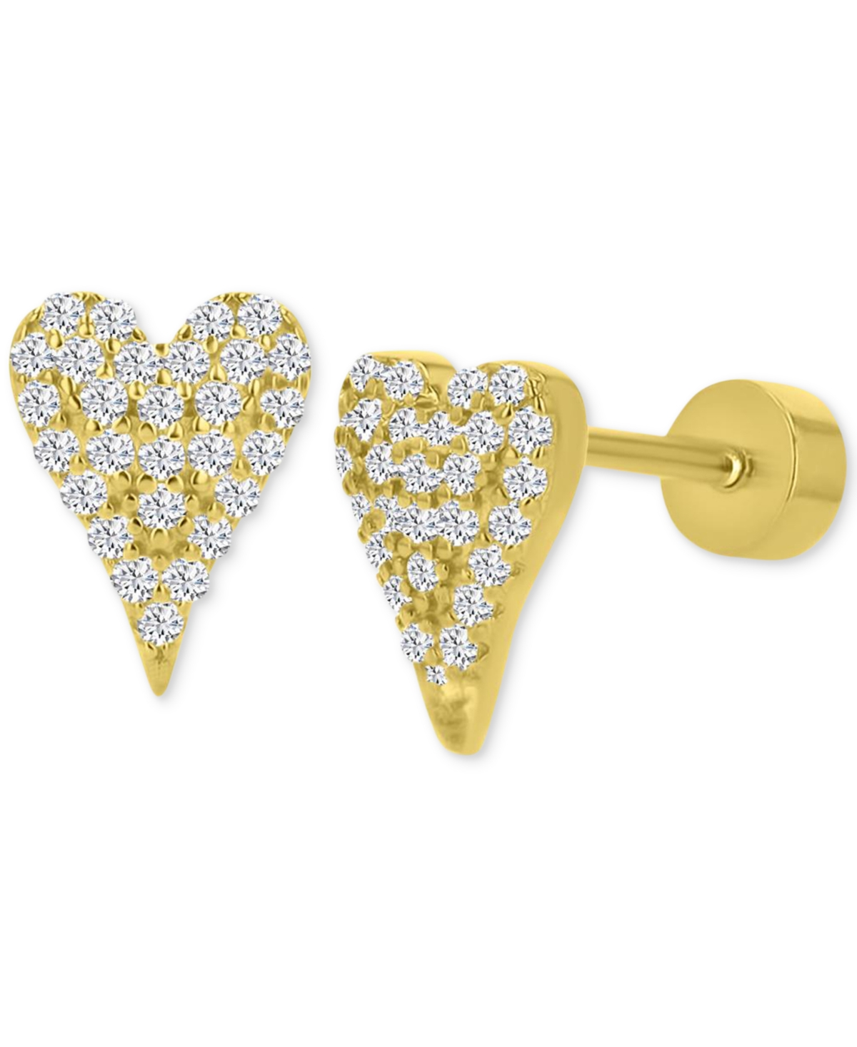 Click here for Cubic Zirconia Pave Heart Stud Earrings in 14k Gol... prices