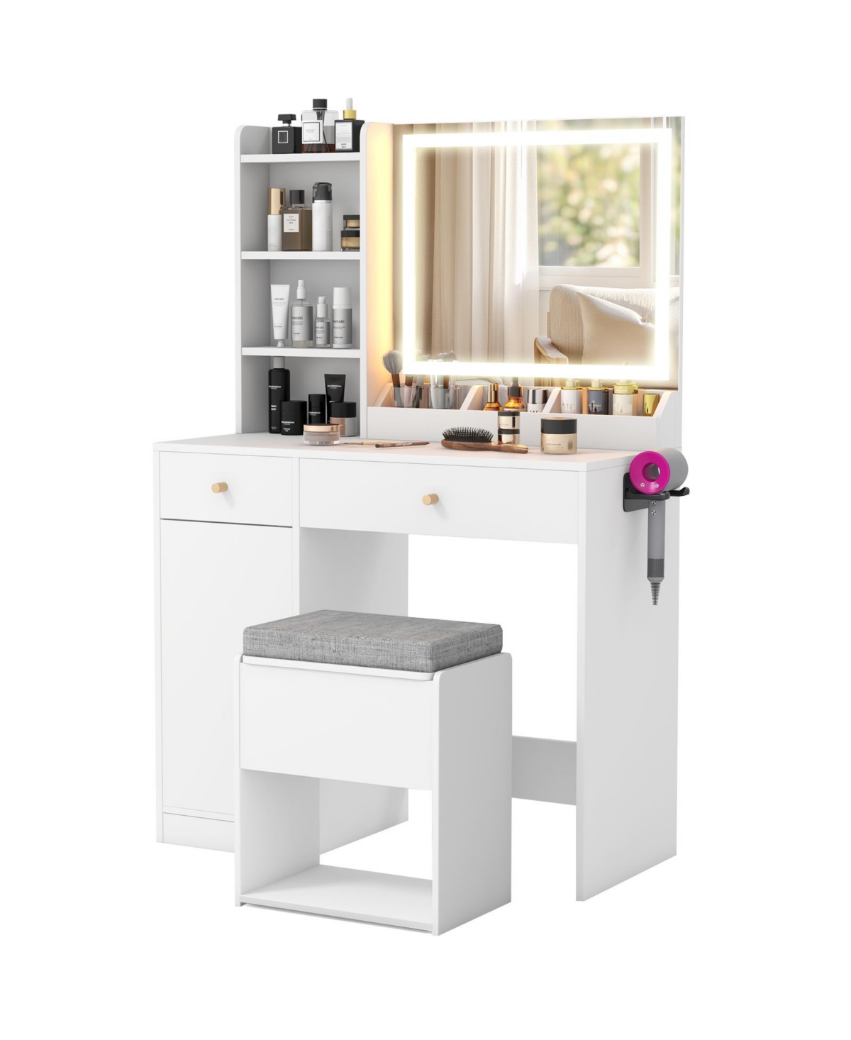 Click here for Vanity Dressing Table and Chair Set with Mirror an... prices
