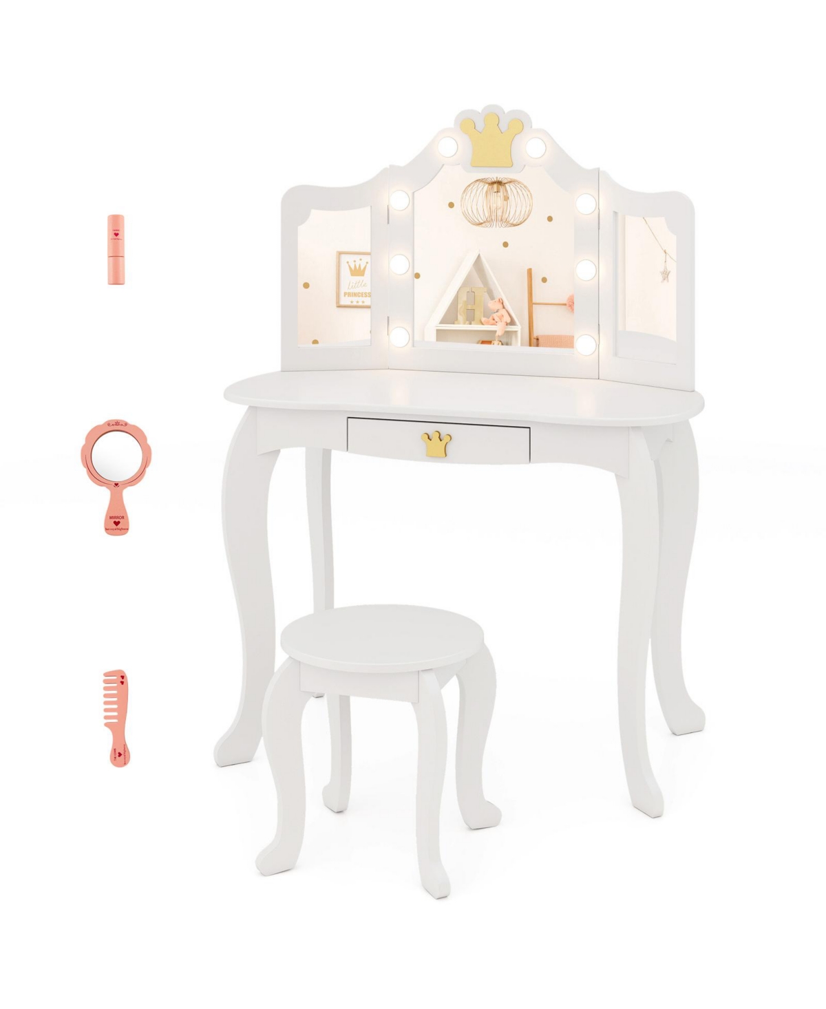 Click here for Kids Vanity Set with Tri-Fold Lighted Mirror  Deta... prices