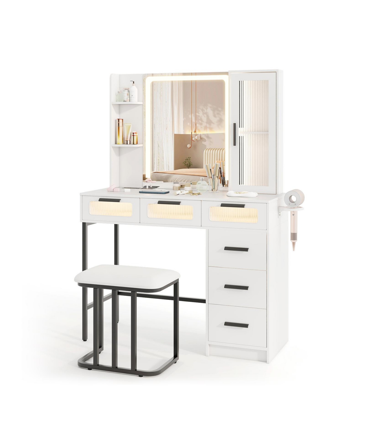 Click here for Makeup Vanity Desk with 3-Color Induction Led Ligh... prices