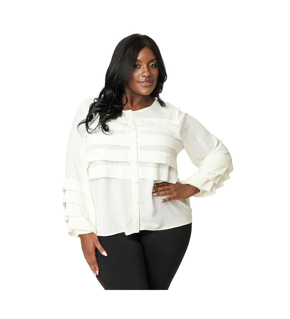 Click here for Plus Size Pleated Front Blouse - White prices