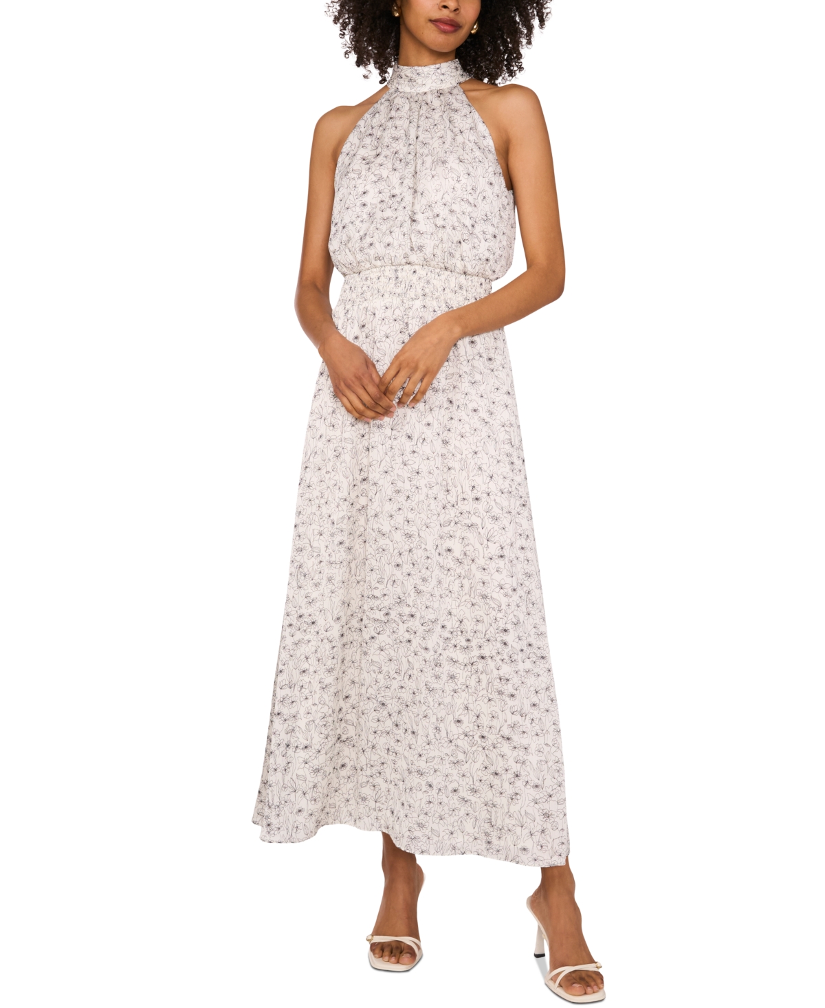 Vince Camuto Womens Halter-Neck Maxi Dress - New Ivory