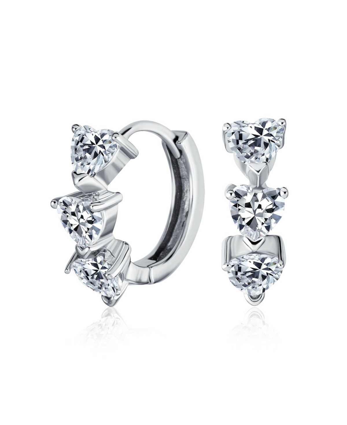 Click here for Bling Jewelry Romantic Pink Heart Cz Hoop Earrings... prices
