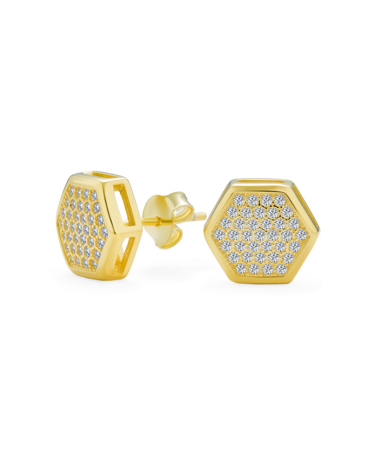 Click here for Bling Jewelry Geometric Honeycomb Hexagon Cz Stud... prices