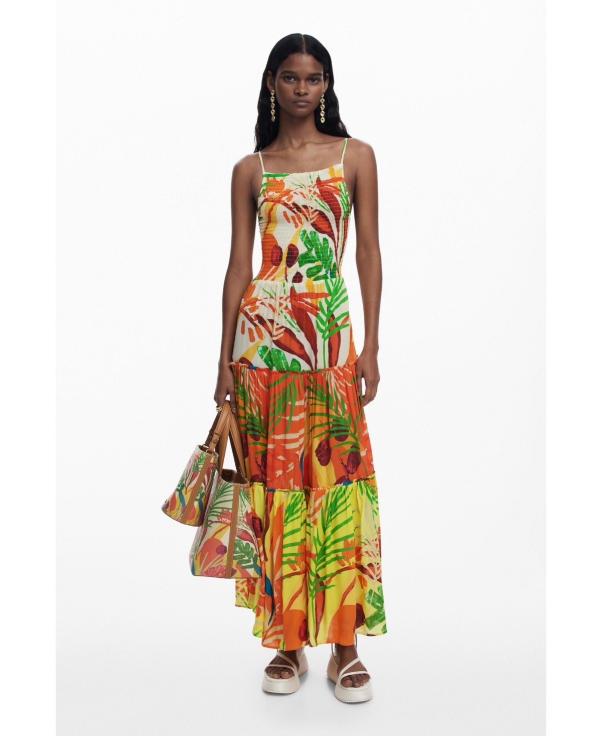 Click here for Desigual Womens Tropical ruffle dress - Multi prices