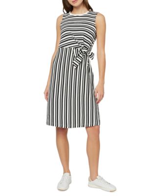 Three Dots Women's Karen Cotton Striped Side-Tie Dress - Macy's
