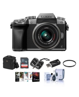 Panasonic Panasonic Lumix DMC-G7 Mirrorless Micro 4/3s Camera with 14-42mm Lens, SILVER - Bundle ...