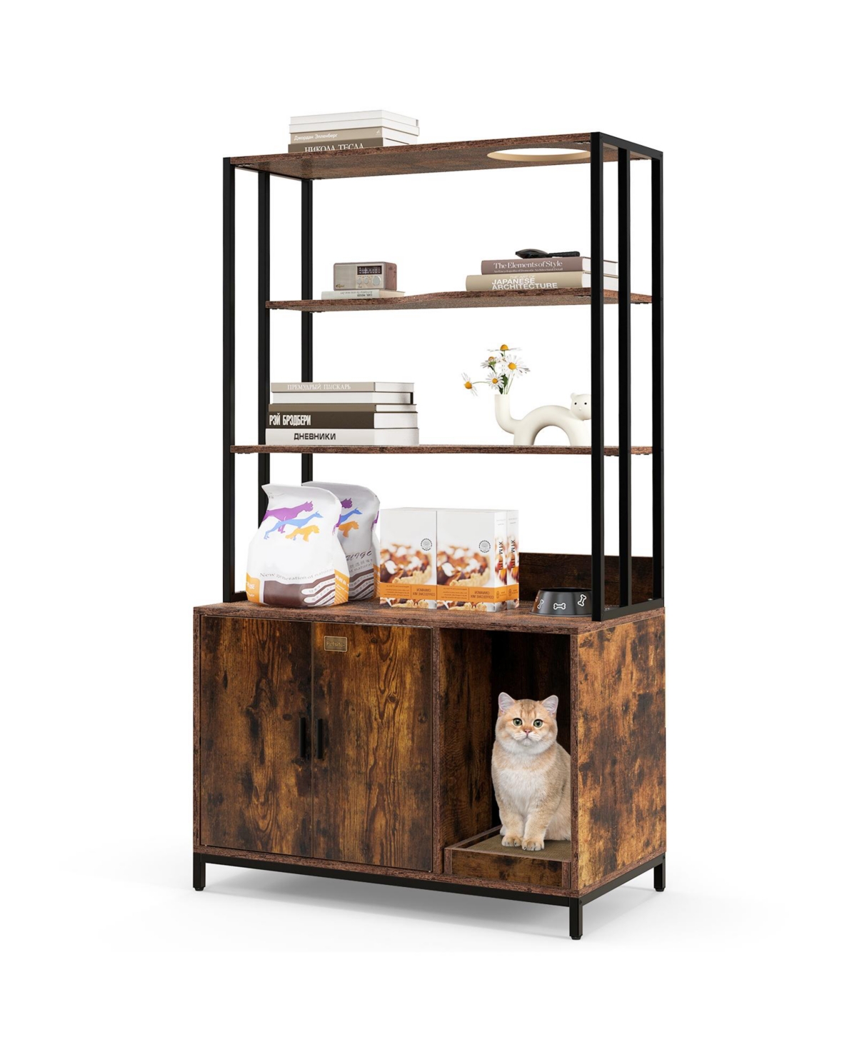 Click here for Cat Litter Box Enclosure with Storage & 3-Tier She... prices