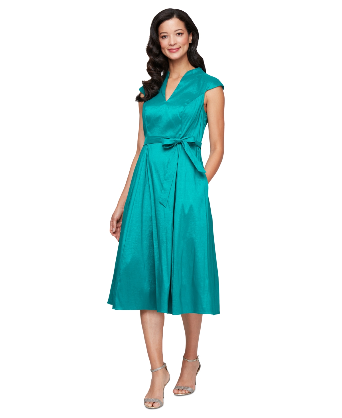 Click here for Alex Evenings Petite Tied V-Neck Midi Dress - Hot... prices