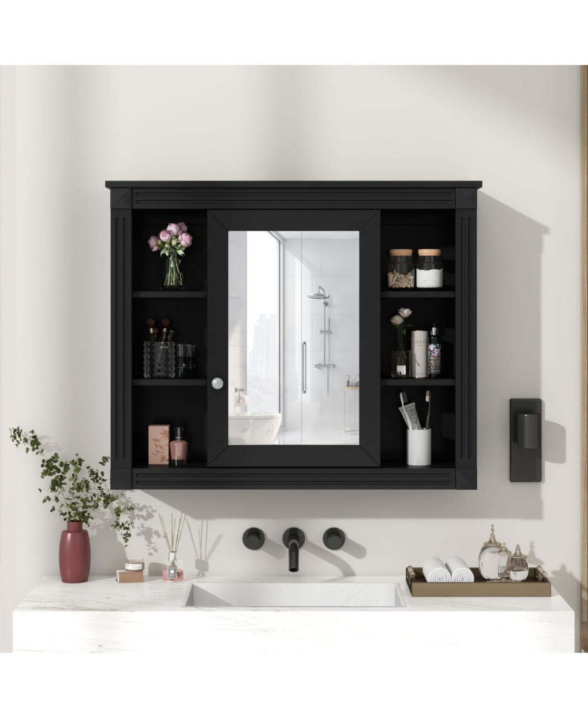 Click here for Wall Mounted Bathroom Cabinet with Mirror and 6 Sh... prices