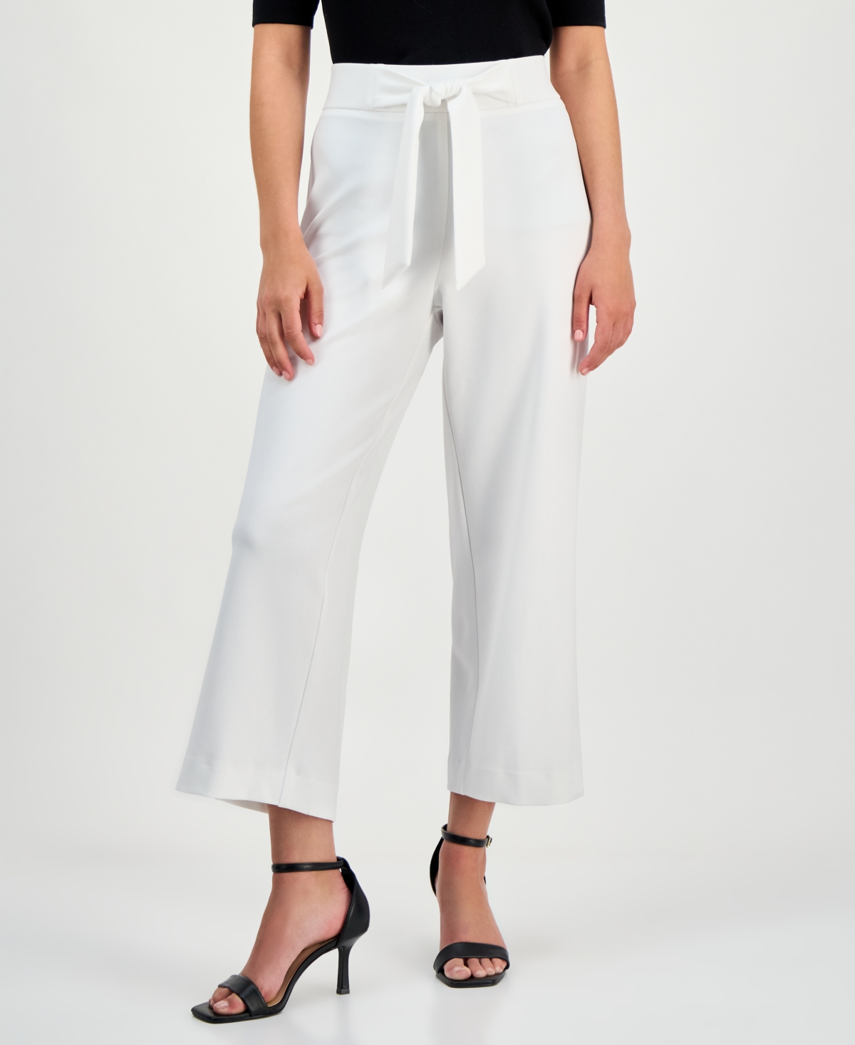 Click here for Ak Anne Klein Petite Tie-Waist Wide-Leg Cropped Pa... prices