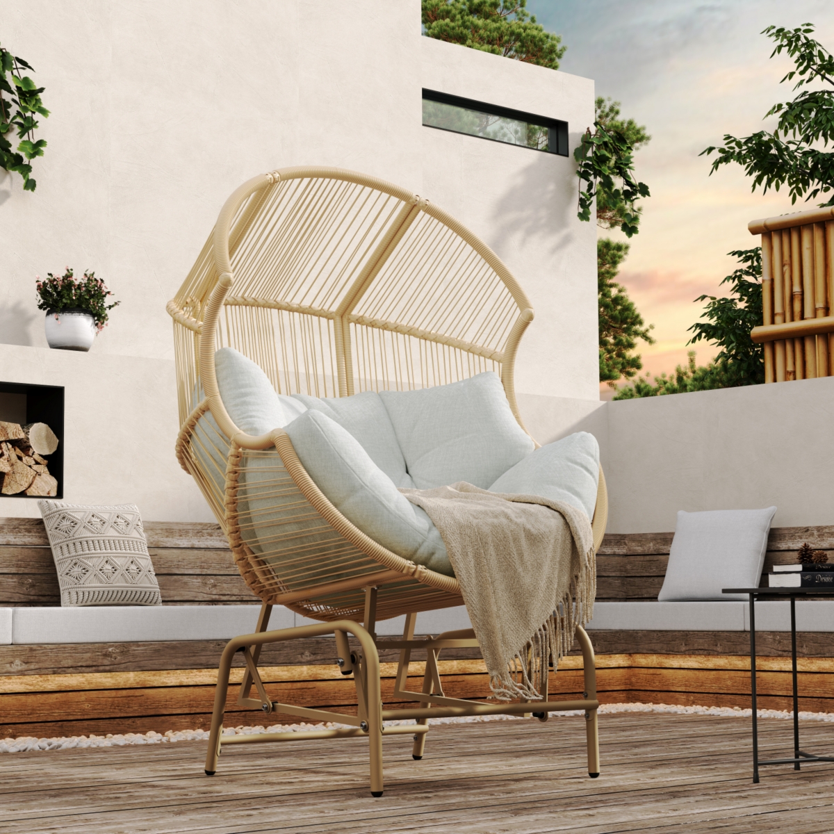 Click here for Streamdale Palos Outdoor Wicker Glider Chair - Lig... prices