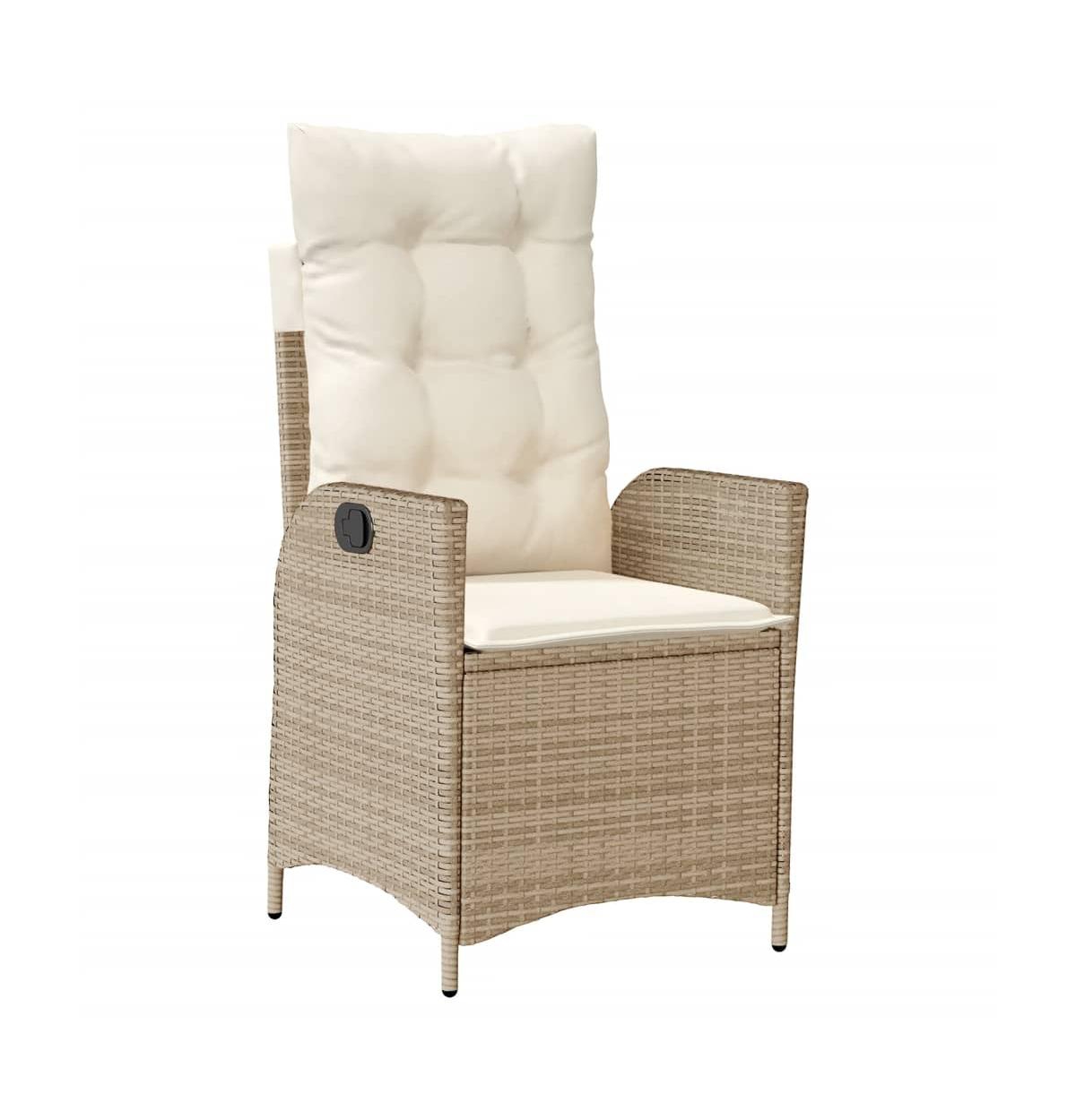 Click here for Reclining Patio Chair with Cushions Beige Poly Rat... prices