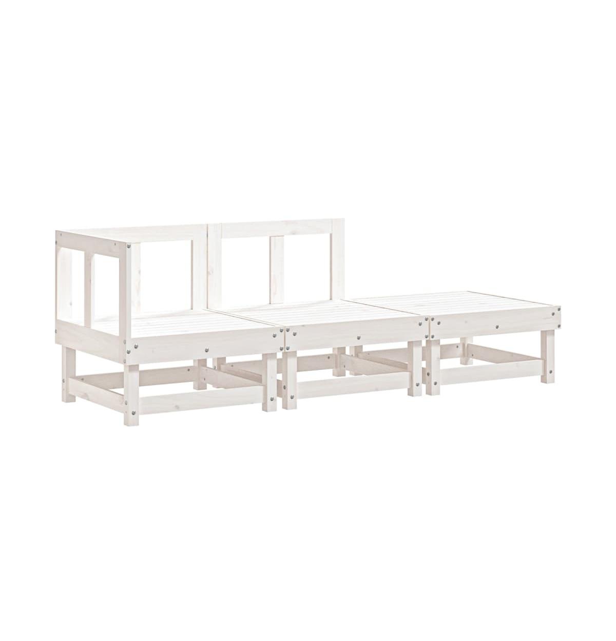 Click here for 3 Piece Patio Lounge Set White Solid Wood Pine - W... prices