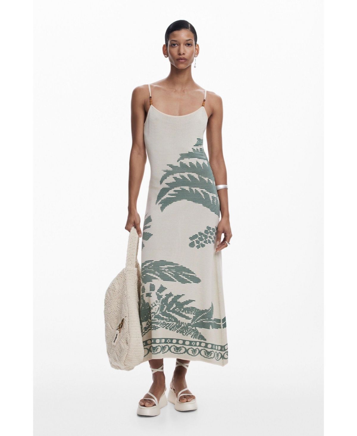 Click here for Desigual Womens Palm texture dress - Gray prices