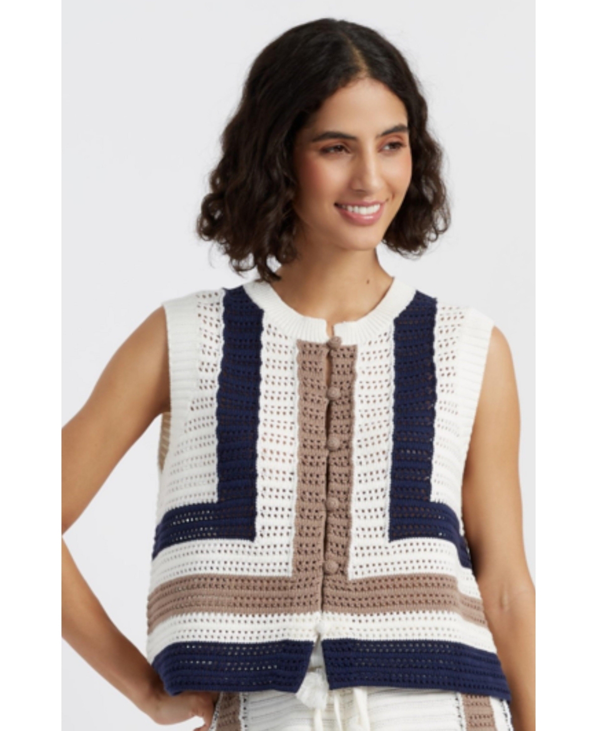 Click here for Chinti & Parker Womens Cotton Capri Vest - Navy prices