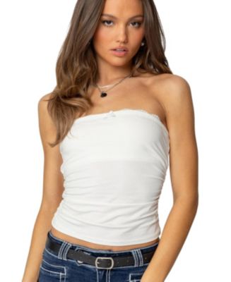 Edikted Womens Amarelle Lacey Gathered Tube Top - Macy's
