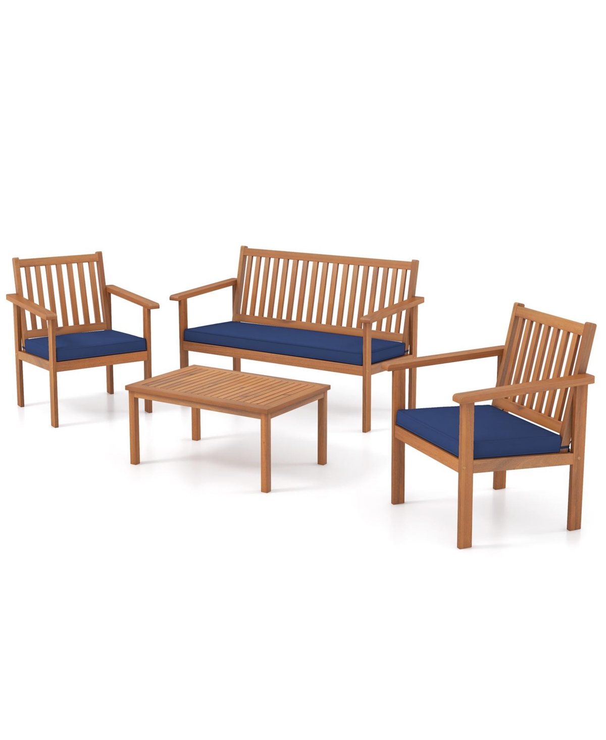 Click here for Gymax 4PCS Wood Furniture Set w/ Loveseat 2 Chairs... prices