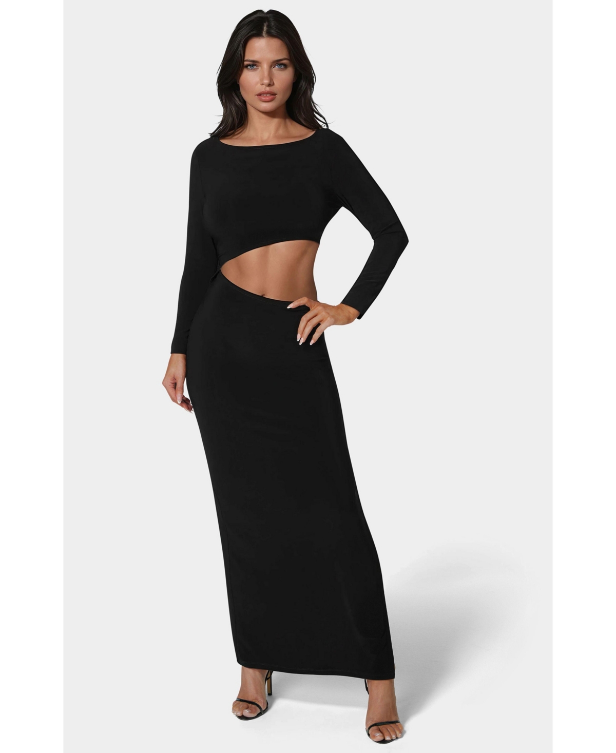 Click here for Bebe Womens Asymmetrical Cut Out Long Sleeve Maxi... prices