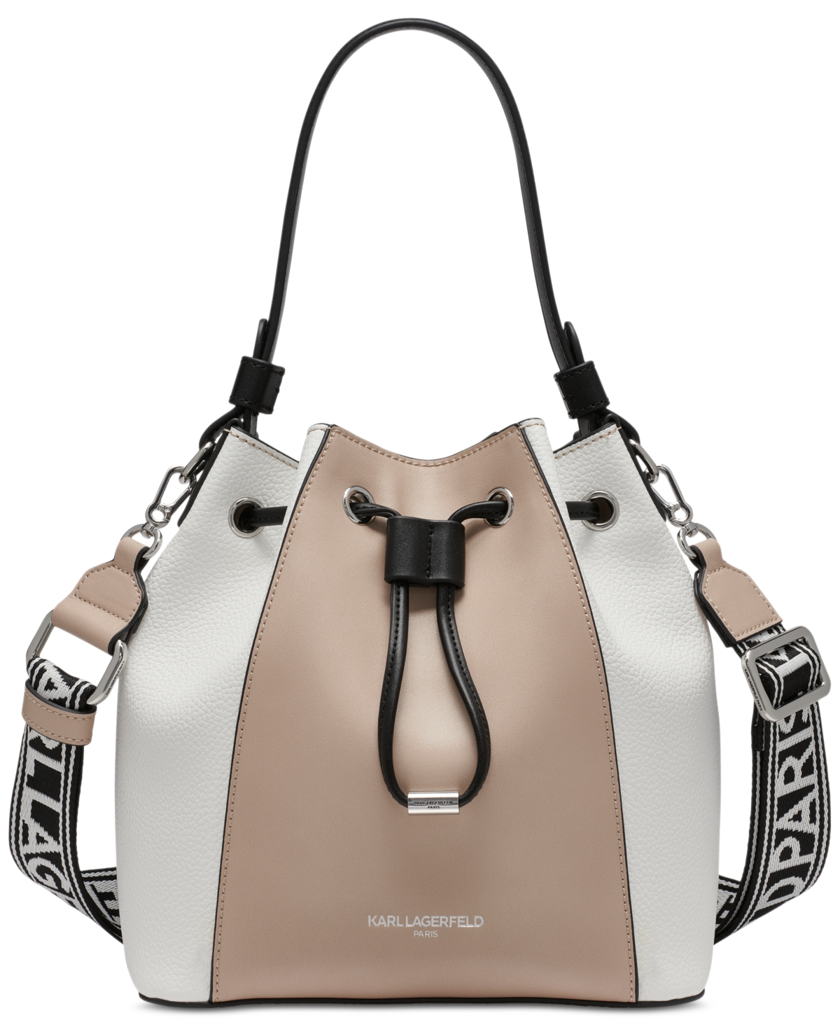 Click here for Karl Lagerfeld Paris Adele Bucket Bag - White/shel... prices