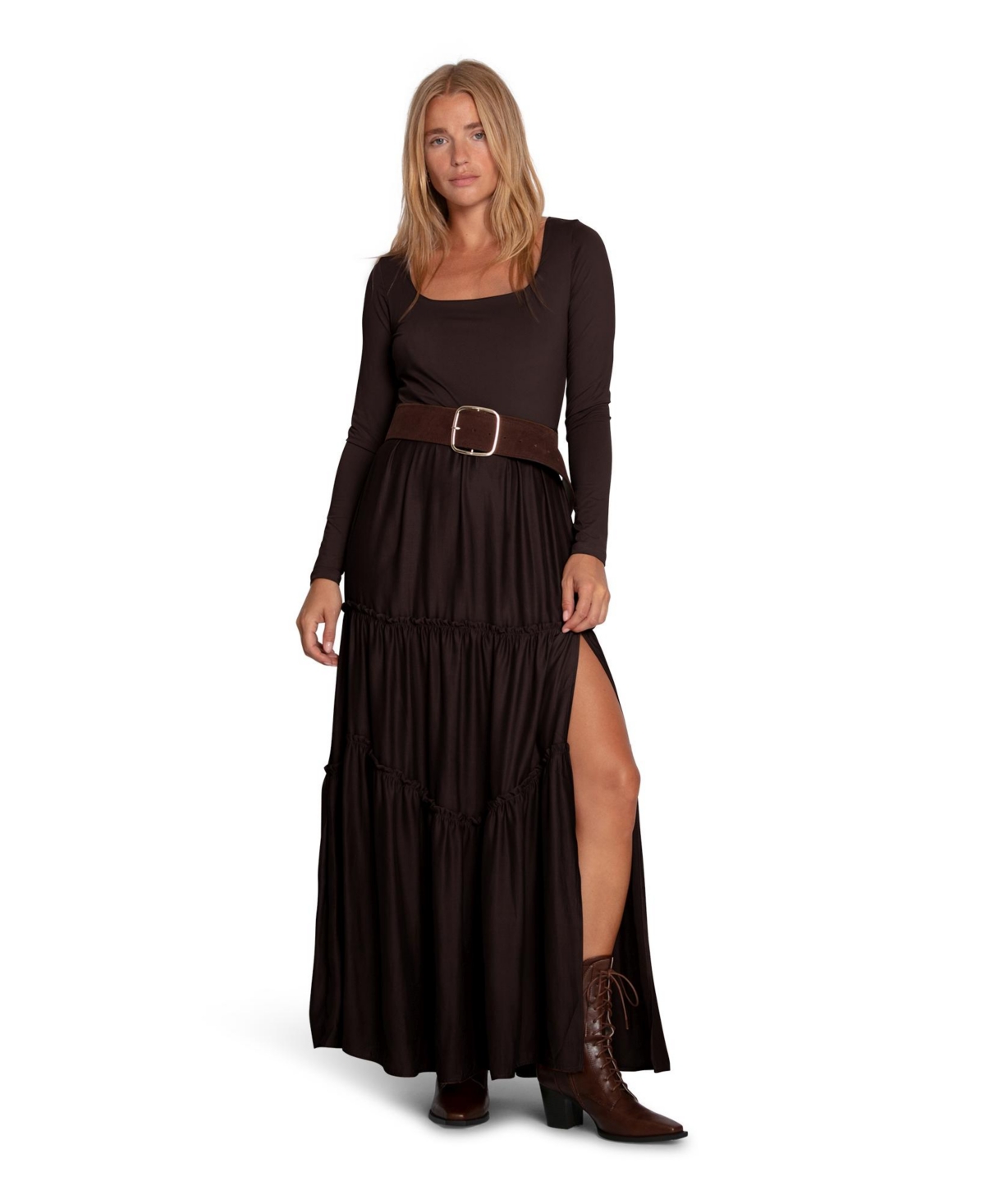 Click here for Belle & Bloom Womens Let Me Love You Tiered Maxi D... prices