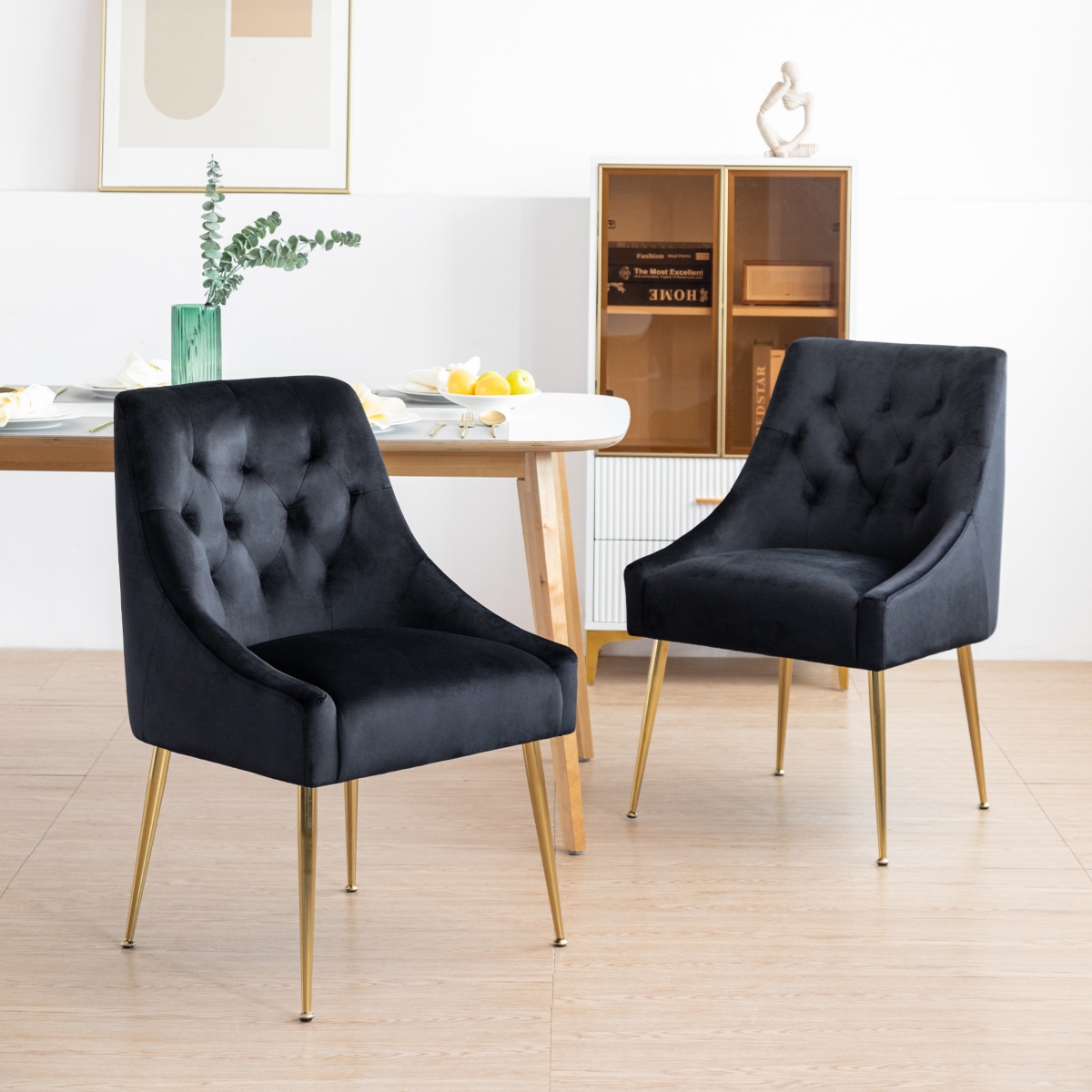 Click here for Dyhome Modern Velvet Upholstered Dining Chairs Set... prices
