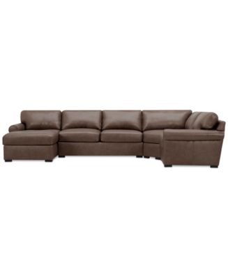 Radley Roll Arm 152" 4-Pc. Leather Wedge Corner Chaise Sectional ...