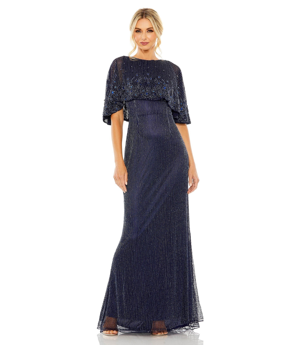 Click here for Mac Duggal Womens High Neck Column Gown With Embel... prices