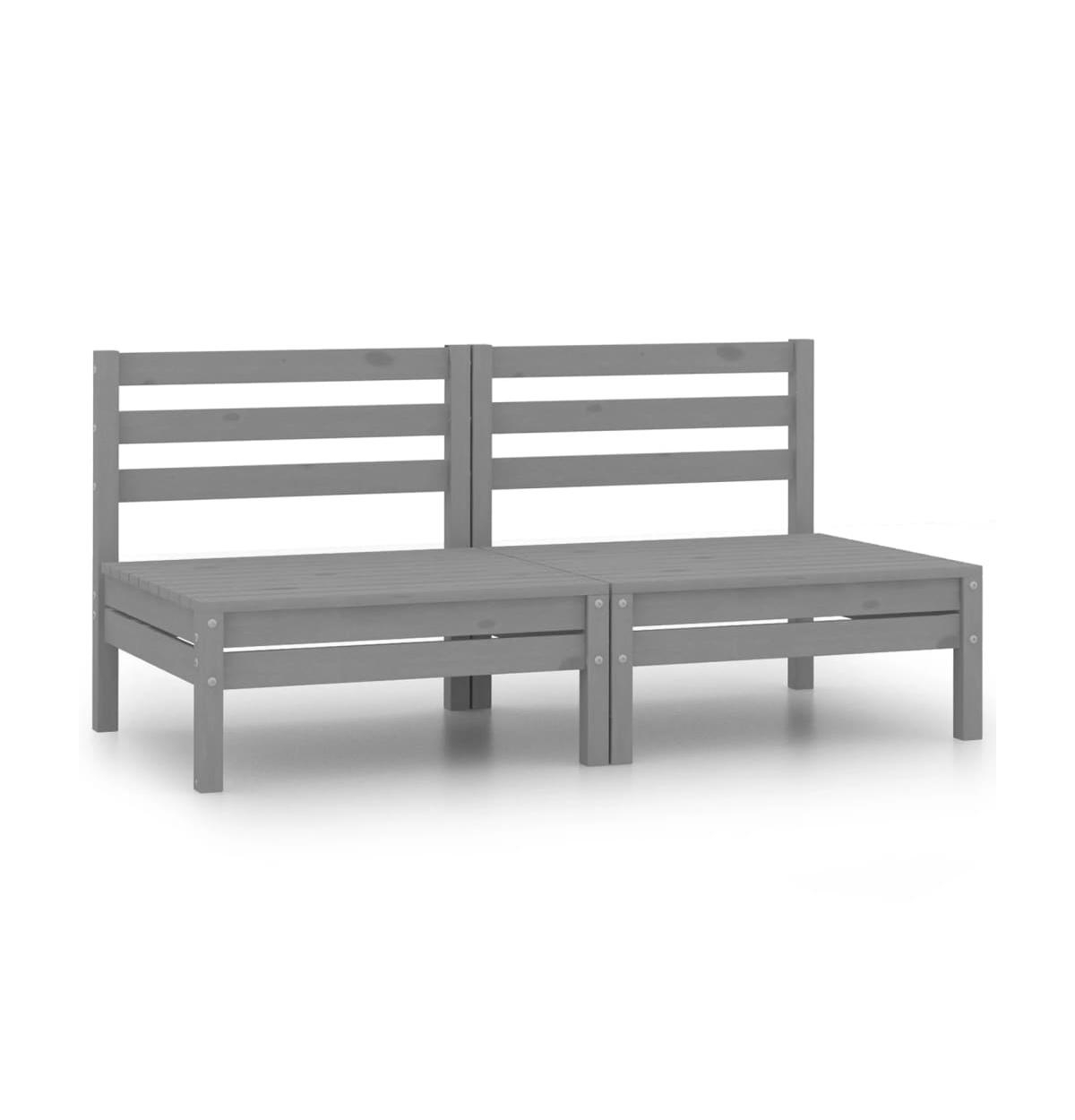 Click here for Patio Middle Sofas 2 pcs Gray Solid Wood Pine - Gr... prices