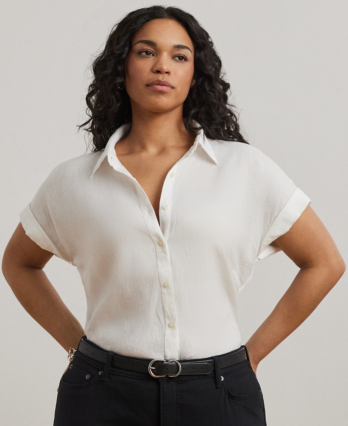 Click here for Lauren Ralph Lauren Plus Size Linen Dolman Sleeve... prices