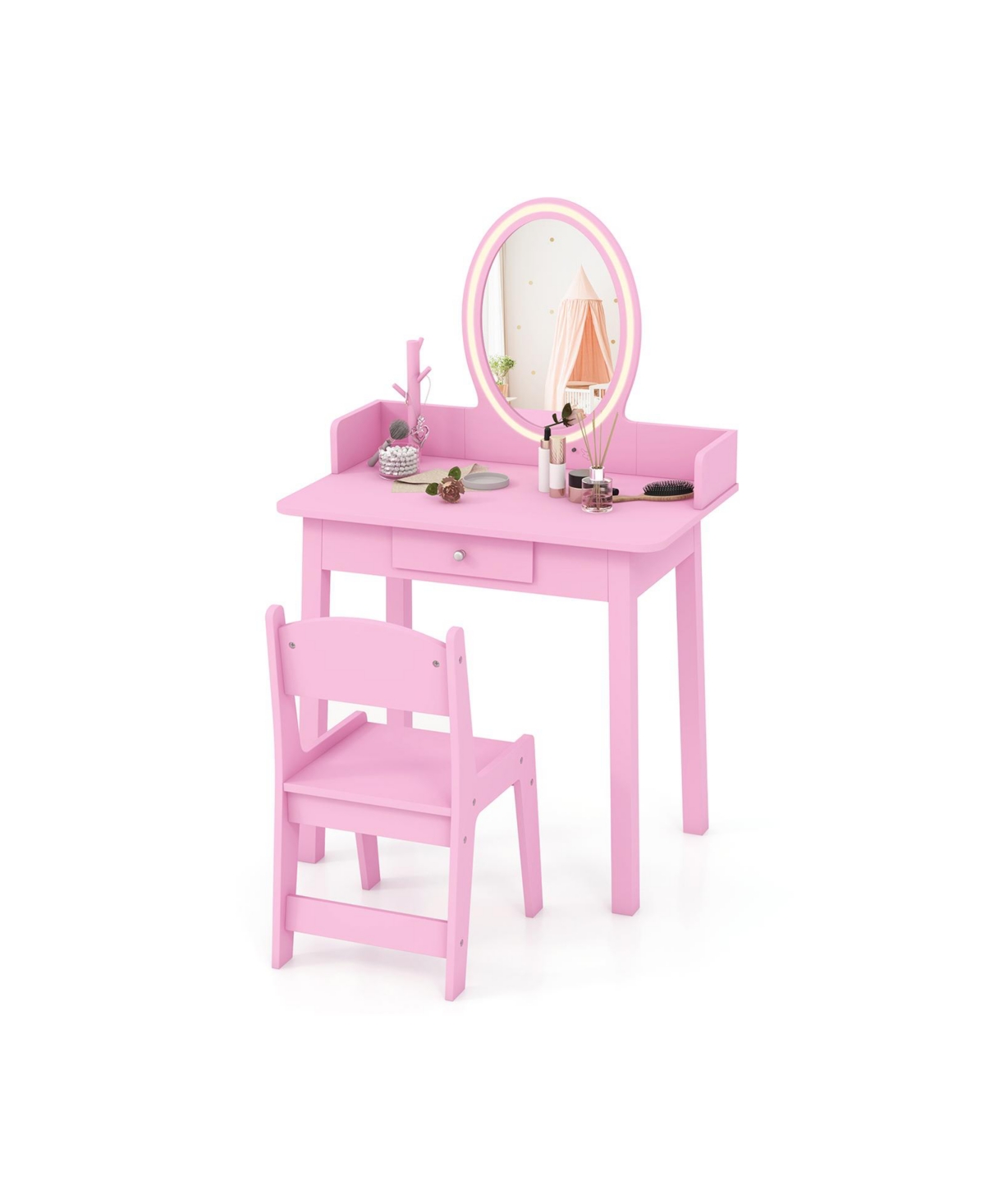 Click here for Kids Vanity Set with Lighted Mirror - Pink prices