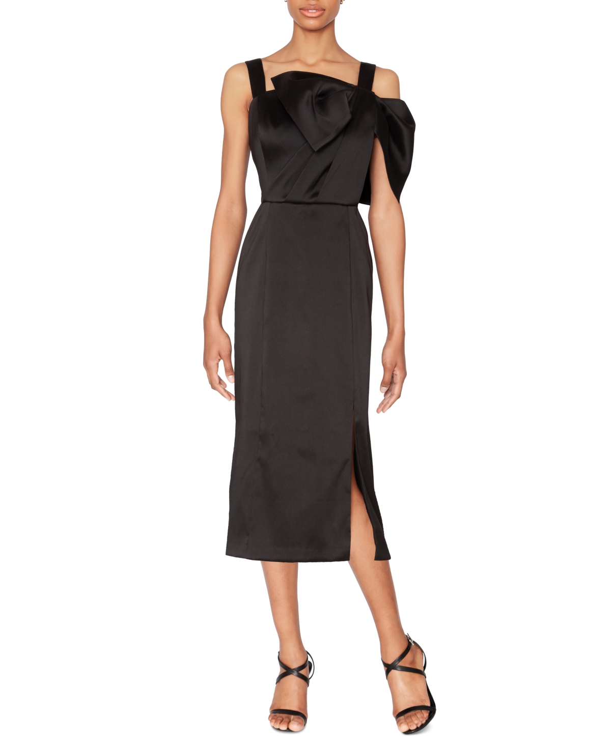 Click here for White Tie by Shani Womens Bow-Trim Satin Midi Dres... prices
