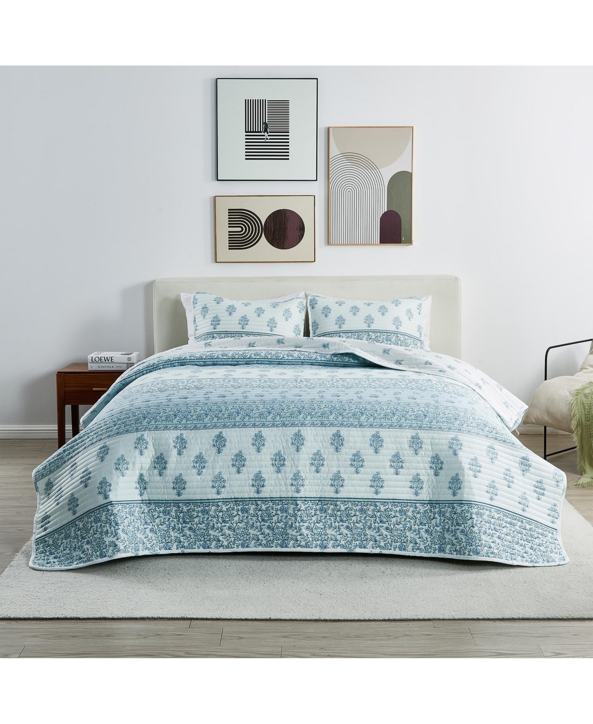 Click here for Linery & Co. Floral Stripe Printed Reversible Stit... prices