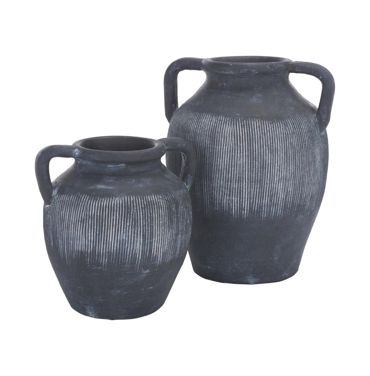 Click here for Mira Stoneware Vase (Set of 2) - Black / white prices