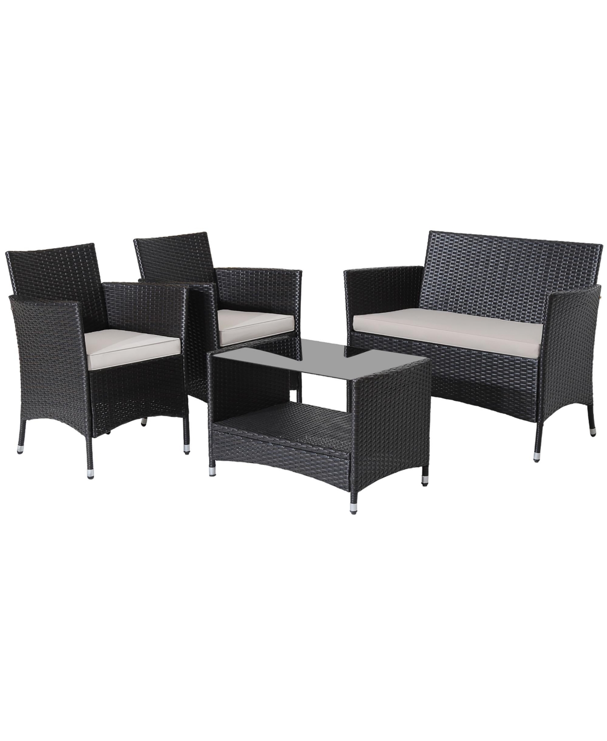 Click here for Gymax 4 Piece Patio Rattan Conversation Set Outdoo... prices