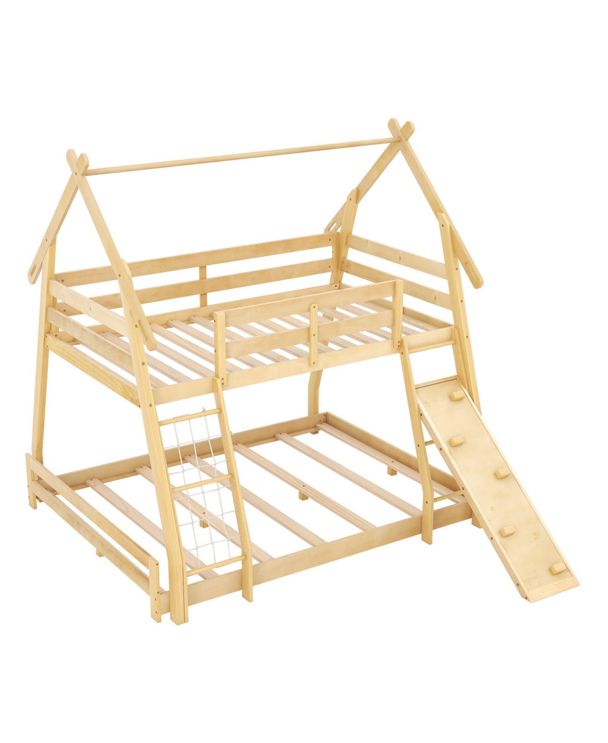 Click here for Twin Over Queen Bunk Bed Wooden Kids Bed with Clim... prices
