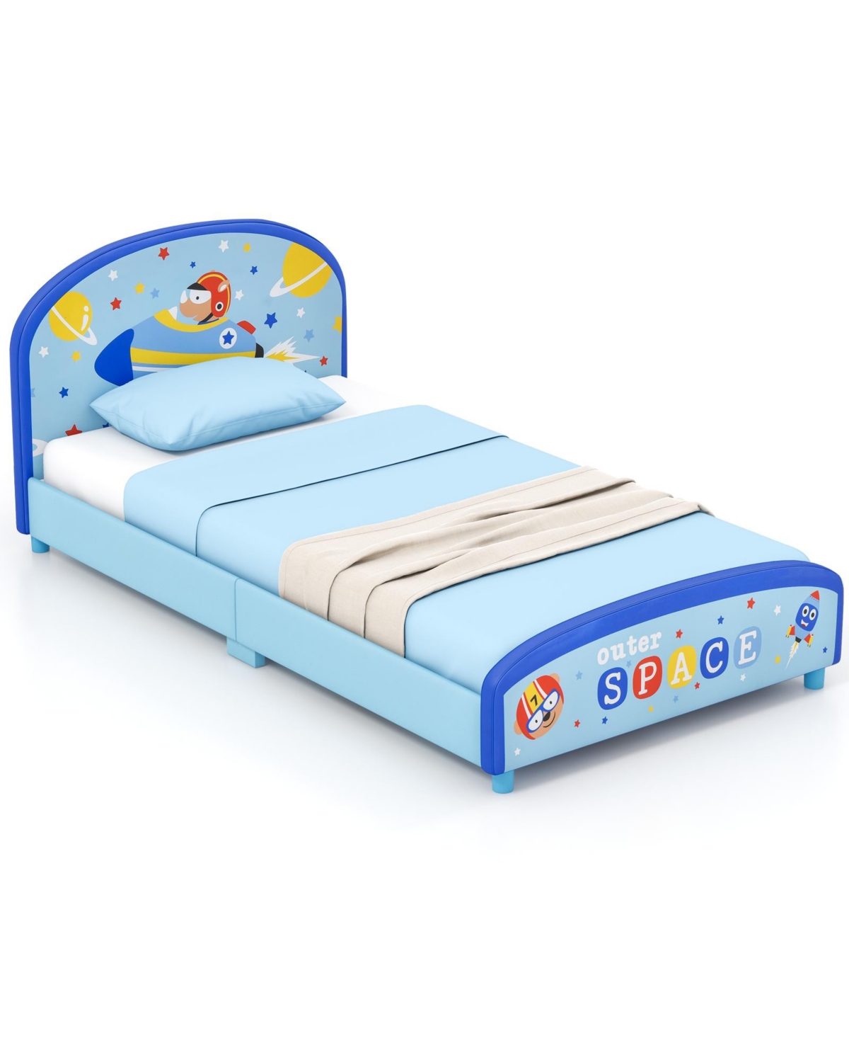 Click here for Wood Upholstered Twin Bed Platform with Slat Suppo... prices