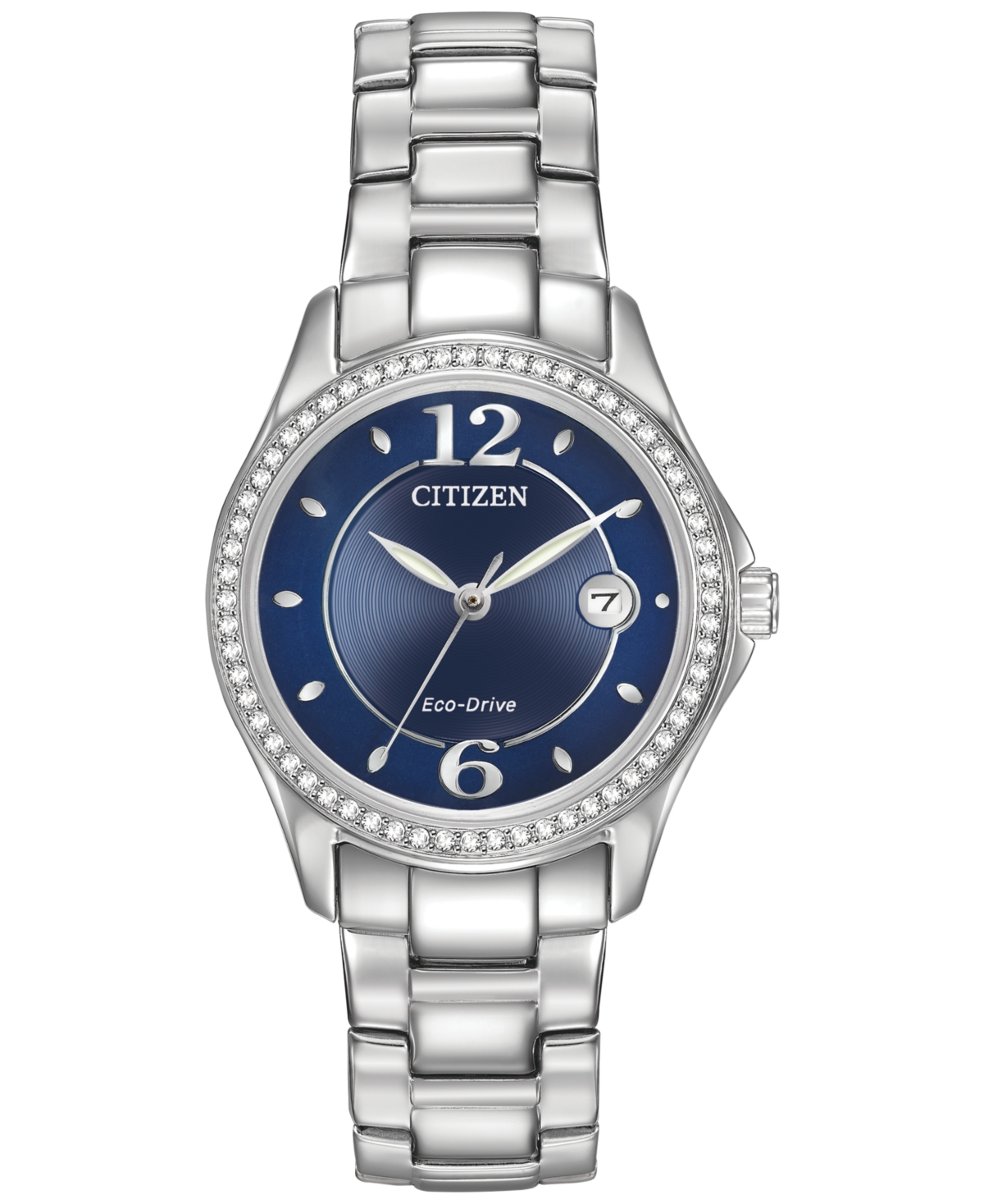 Citizen Womens Eco-Drive Crystal-Accented Stainless Steel Bracelet Watch 29mm FE1140-86L