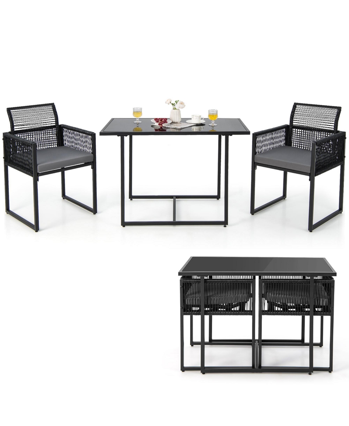 Click here for 3PCS Patio Pe Wicker Furniture Set Cushioned Chair... prices