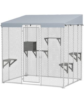 PawHut 79" Large Catio, Galvanized Steel Outdoor Cat Enclosure with ...